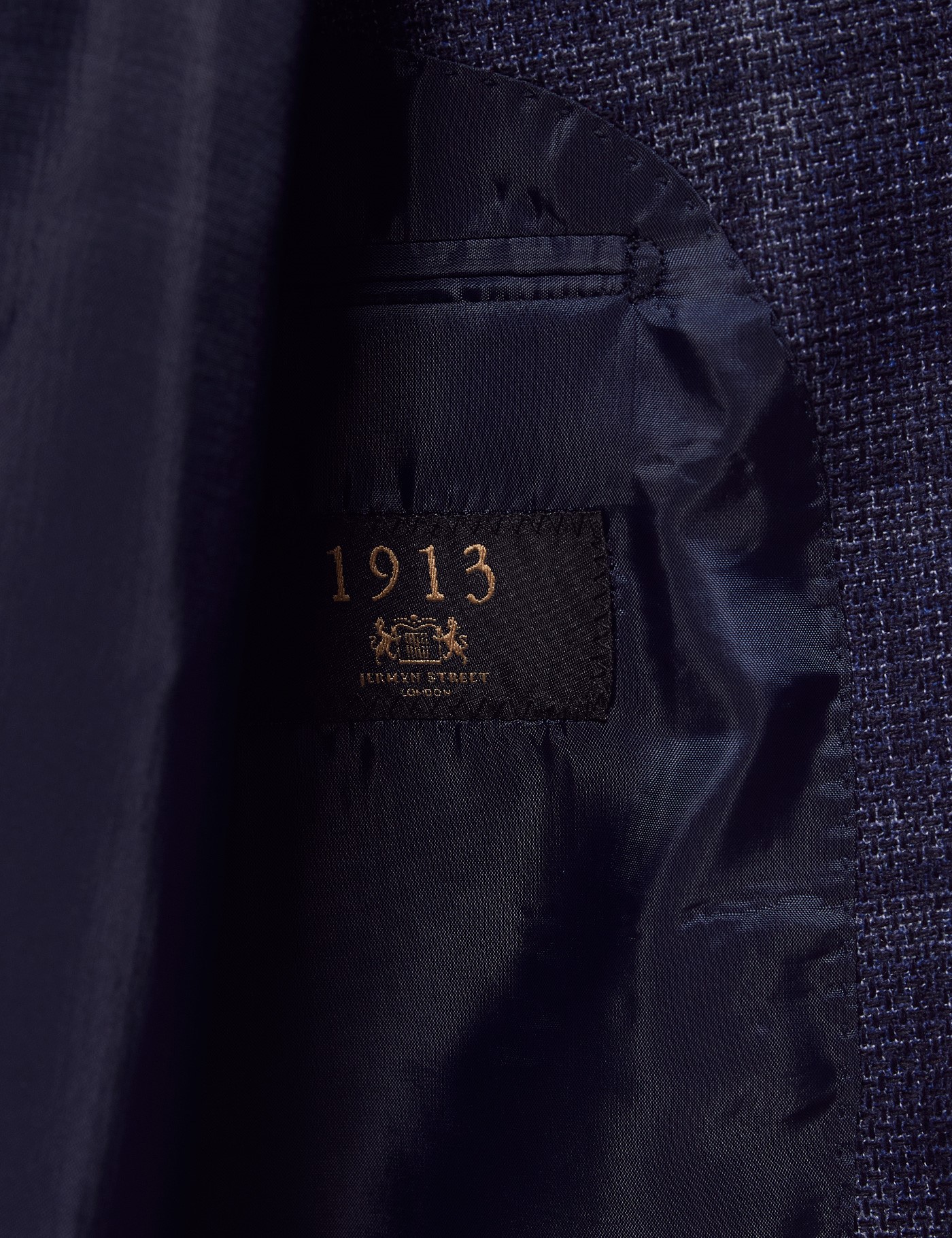 Men's Dark Blue Tonal Check Blazer - 1913 Collection