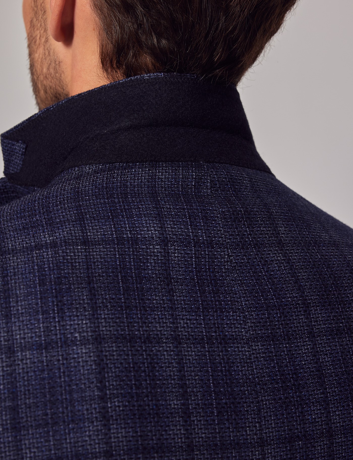 Men's Dark Blue Tonal Check Blazer - 1913 Collection