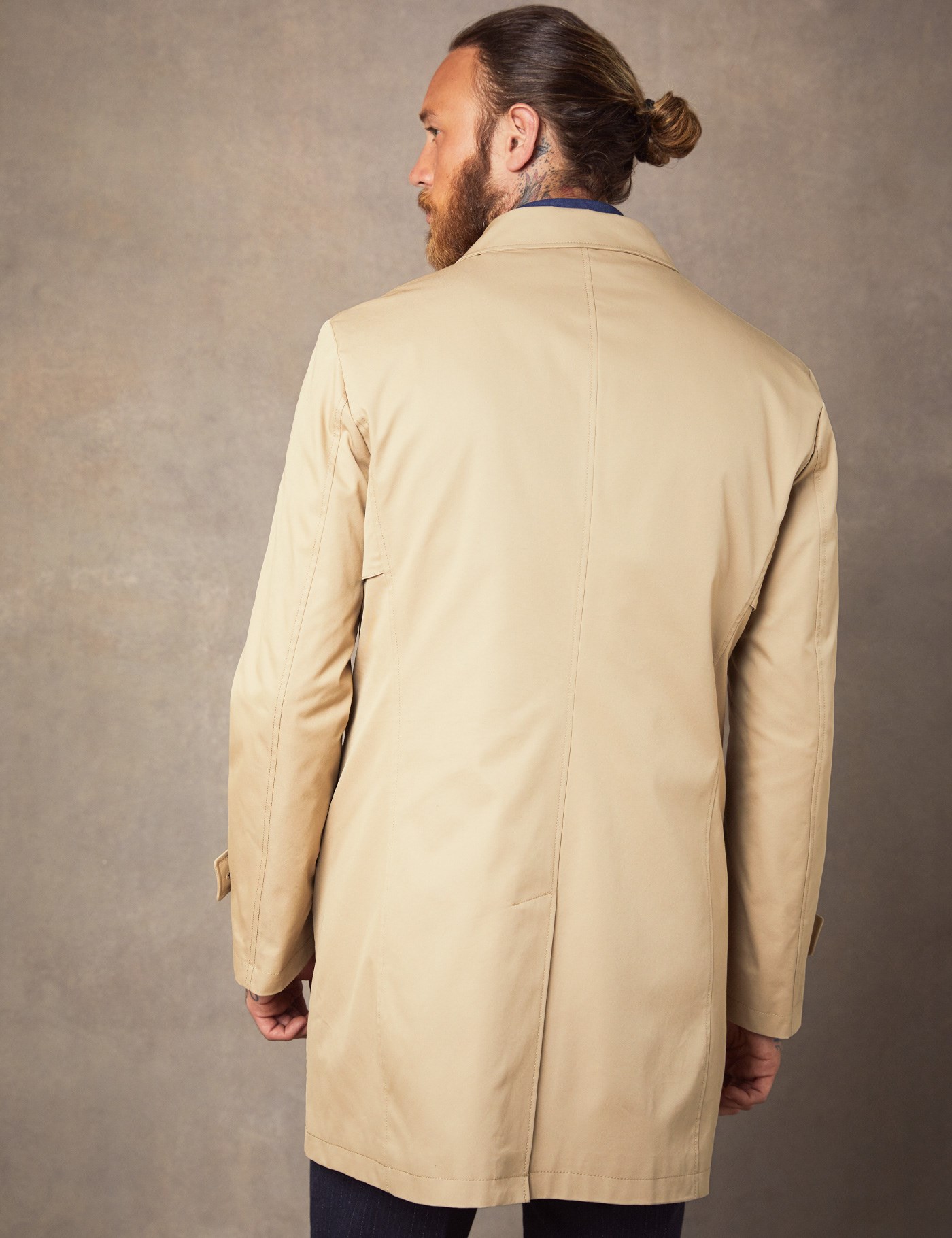 Water Resistant Men's Rain Mac With Removable Lining in Beige | Hawes ...