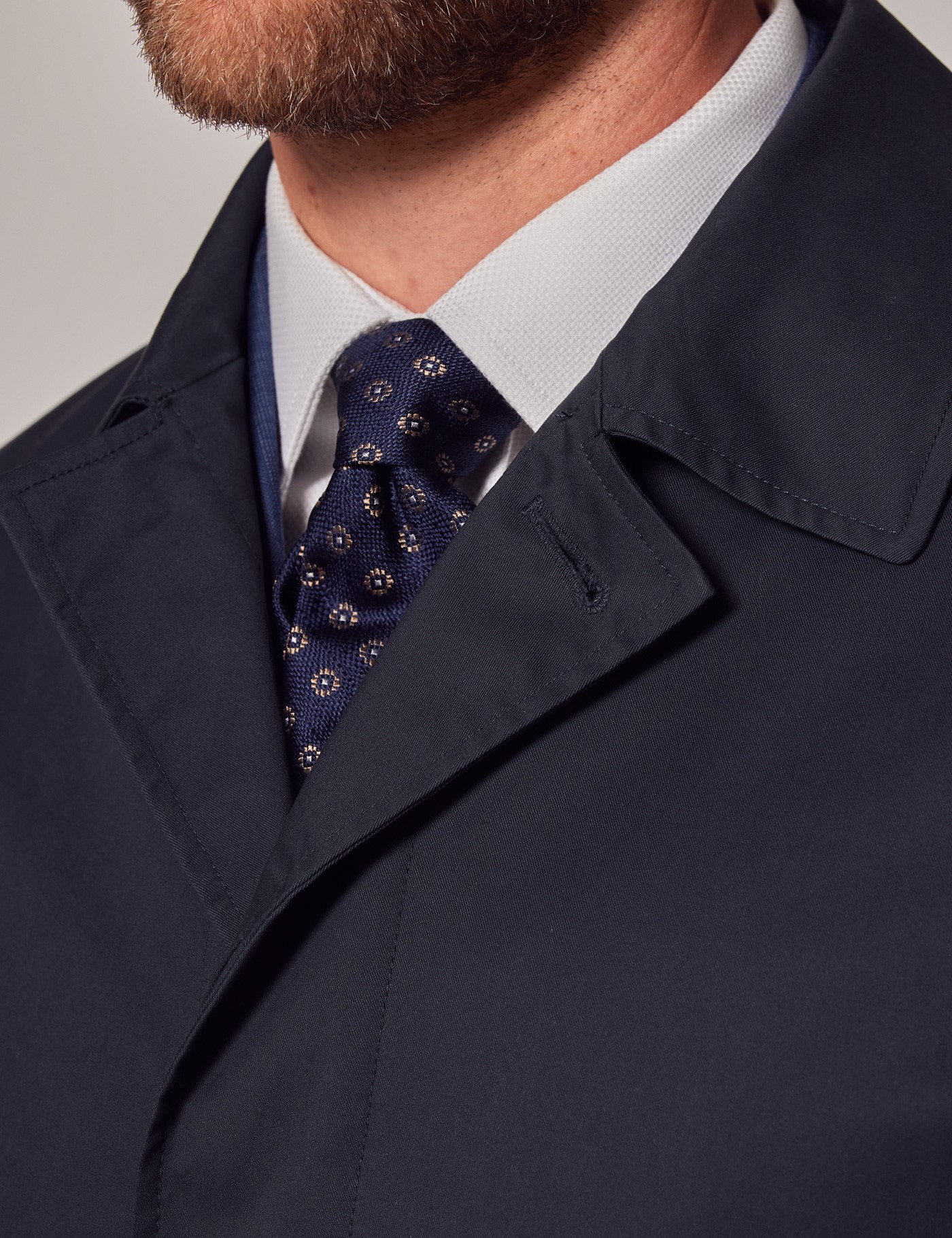 Men's Navy Rain Mac with Removable Lining | Hawes & Curtis