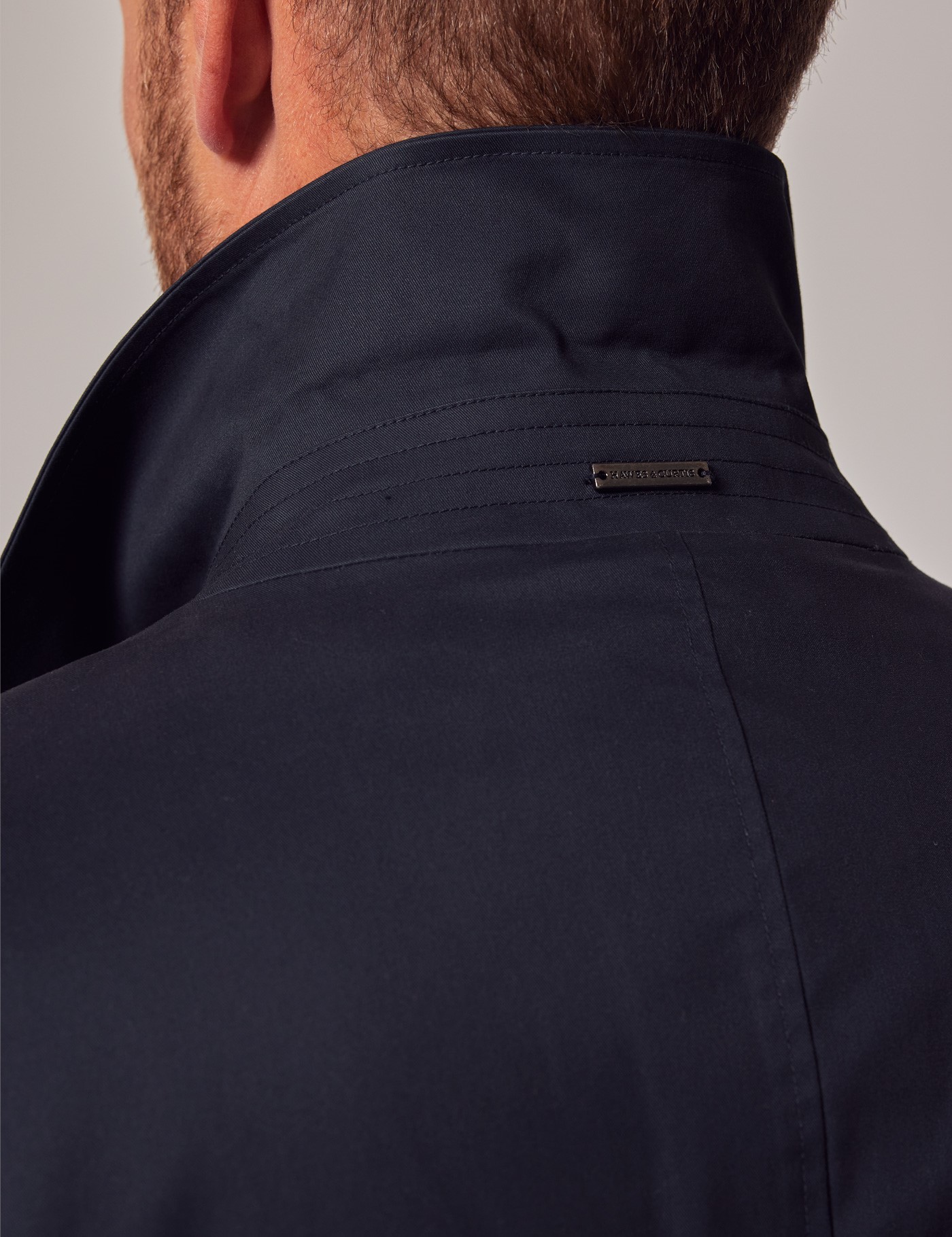 Men's Navy Rain Mac with Removable Lining | Hawes & Curtis