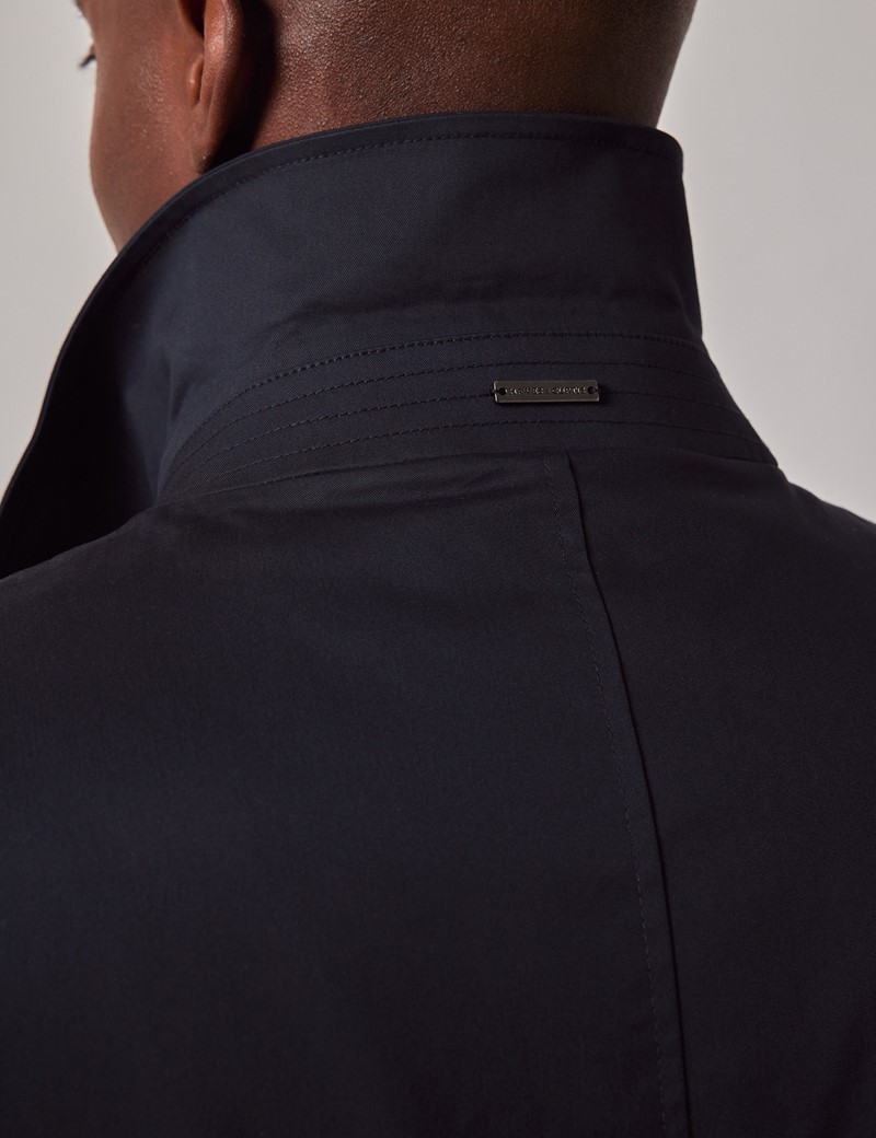 Men's Navy Rain Mac with Removable Lining | Hawes & Curtis