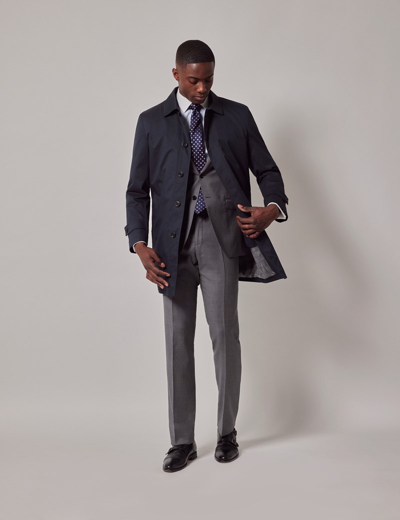 Men's Navy Rain Mac with Removable Lining | Hawes & Curtis