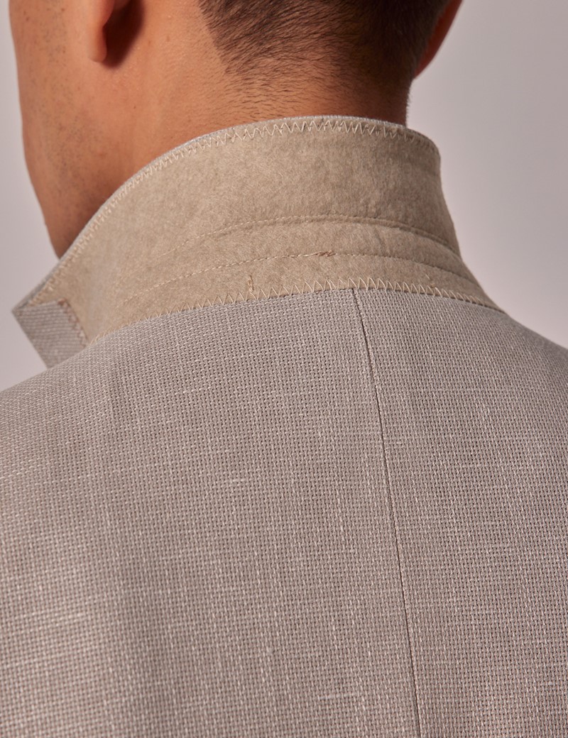 Men's Beige Cotton Linen Blend Blazer | Hawes and Curtis