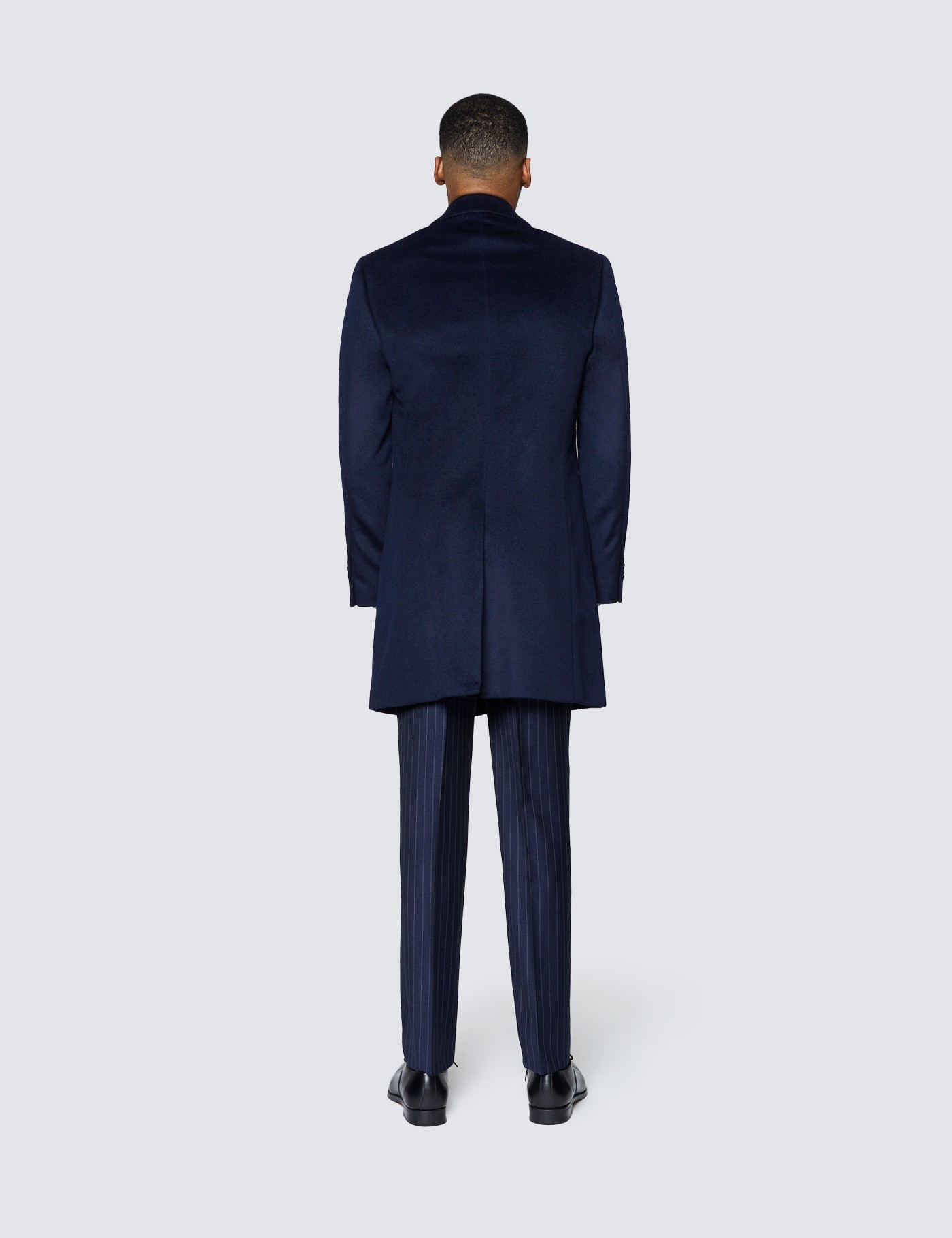 Men’s Navy Wool Overcoat with Back Vent | Hawes & Curtis