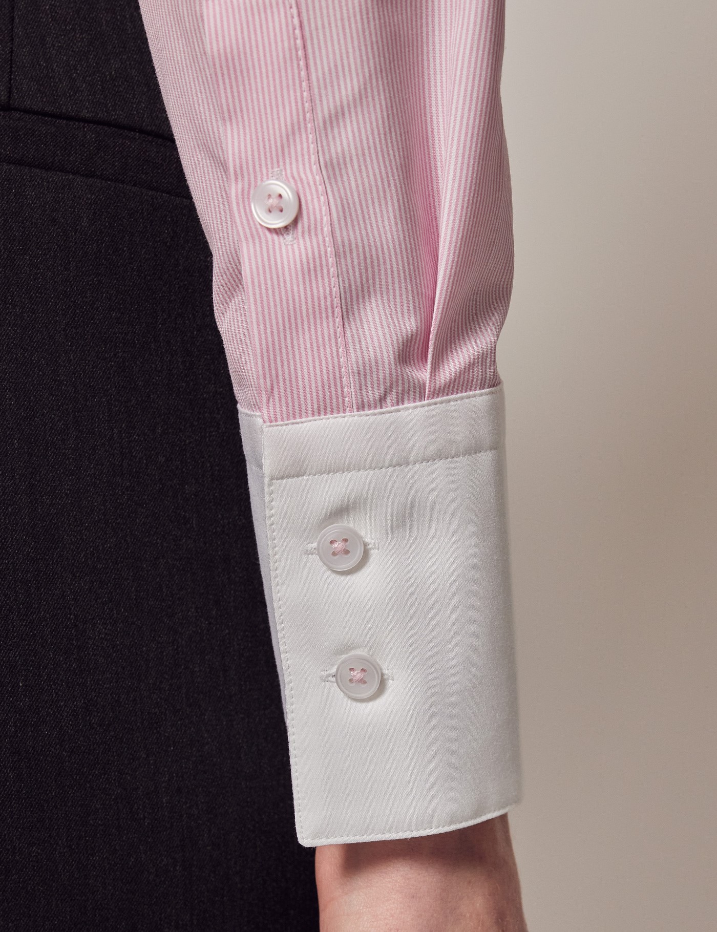 Women's Executive Pink & White Pin Stripe Fitted Shirt With White ...