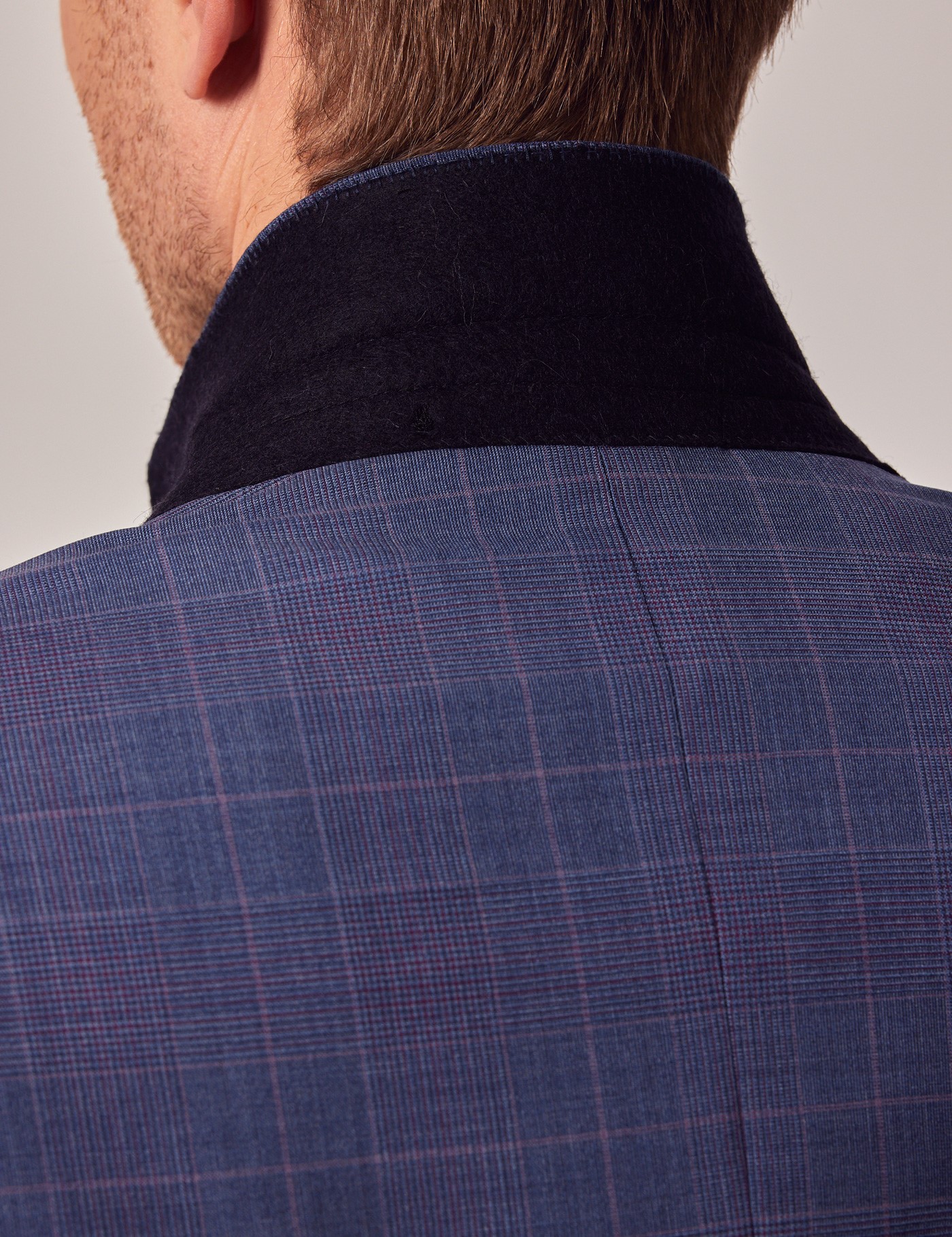 Men's Blue & Pink Prince of Wales Check Tailored Suit Jacket - 1913 ...