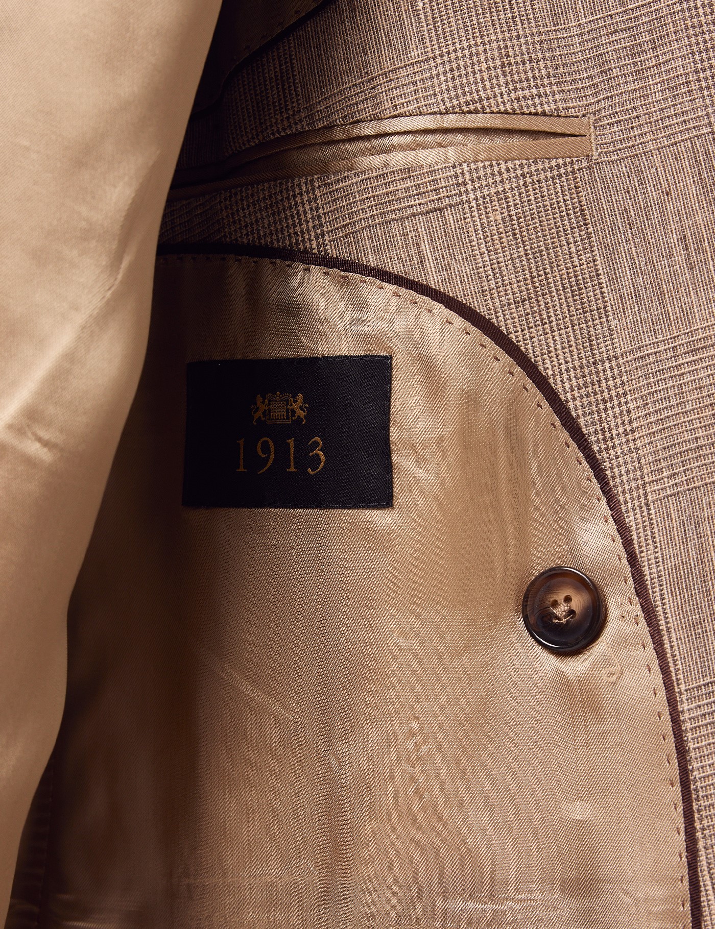 Brown Check Double Breasted 2 Piece Linen Tailored Suit Hawes And Curtis
