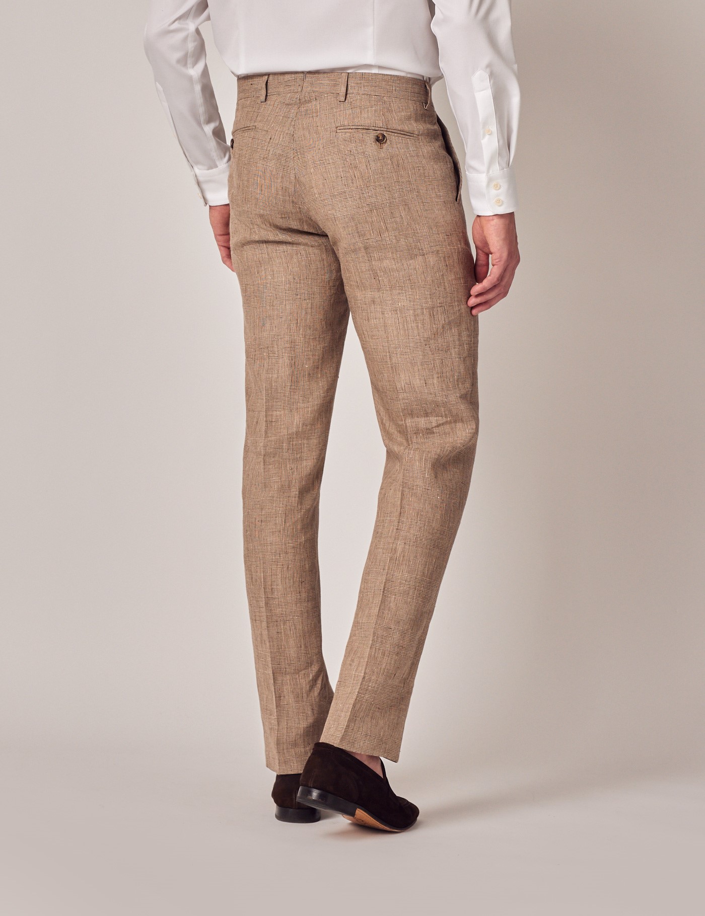 Brown Check Double Breasted 2 Piece Linen Tailored Suit Hawes And Curtis