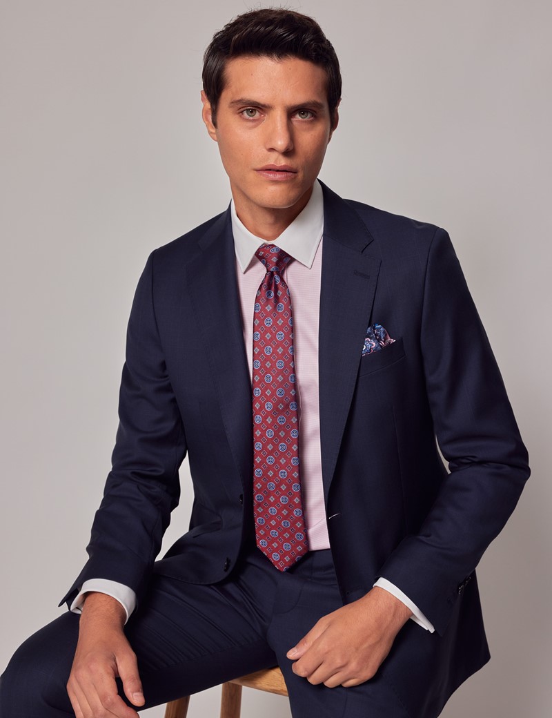 Men's Navy Windowpane Check Tailored Suit Jacket - 1913 Collection ...