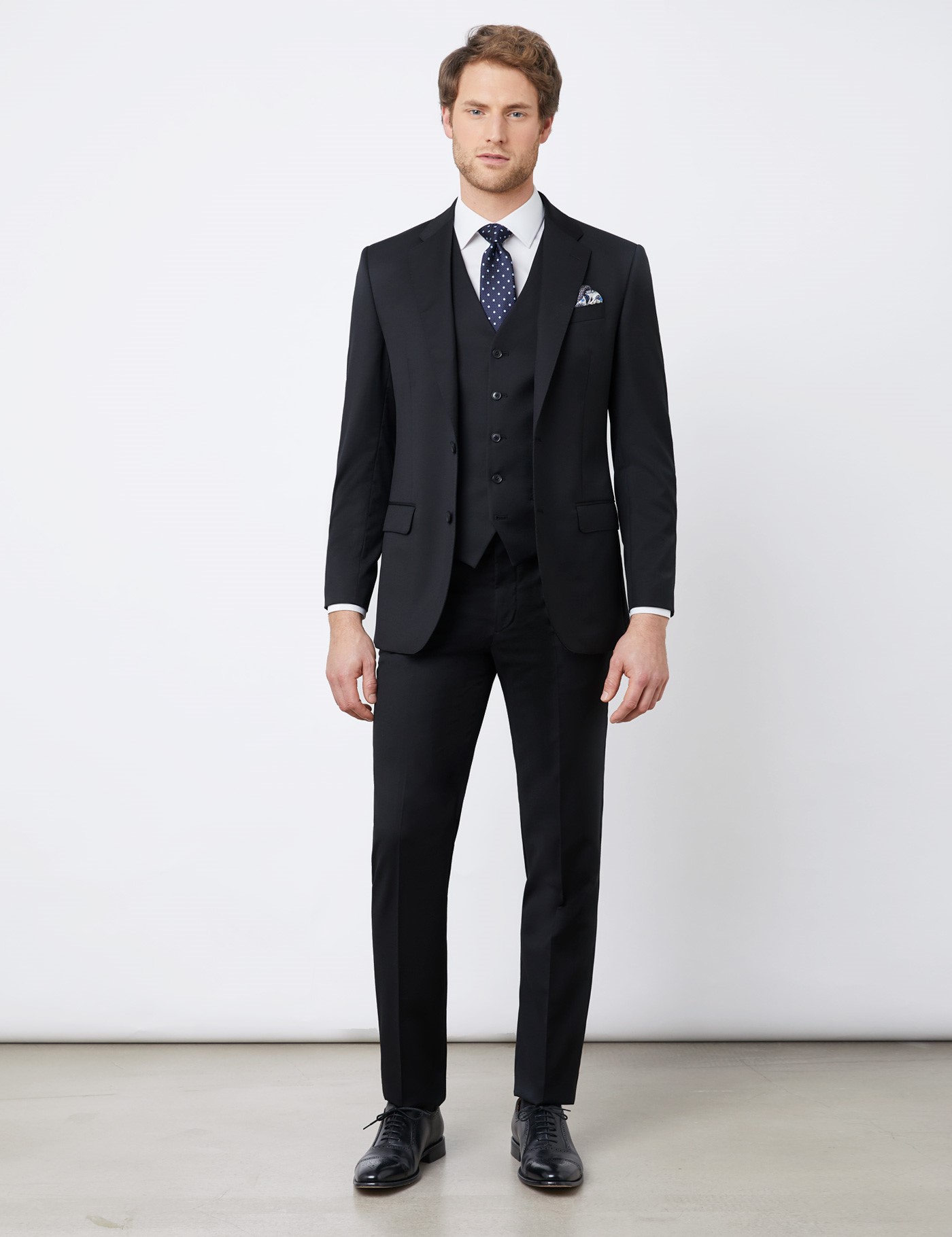 Men's Black Italian Wool 3 Piece Tailored Fit Suit – 1913 Collection ...