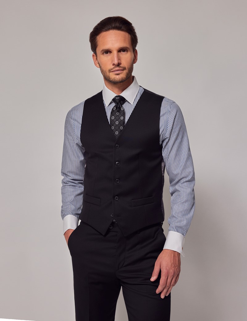 Men's Black Italian Wool 3 Piece Tailored Fit Suit – 1913 Collection ...