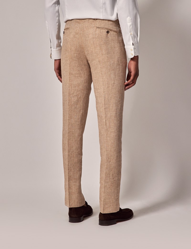 Beige Herringbone Linen Tailored Italian Suit 1913 Collection Hawes