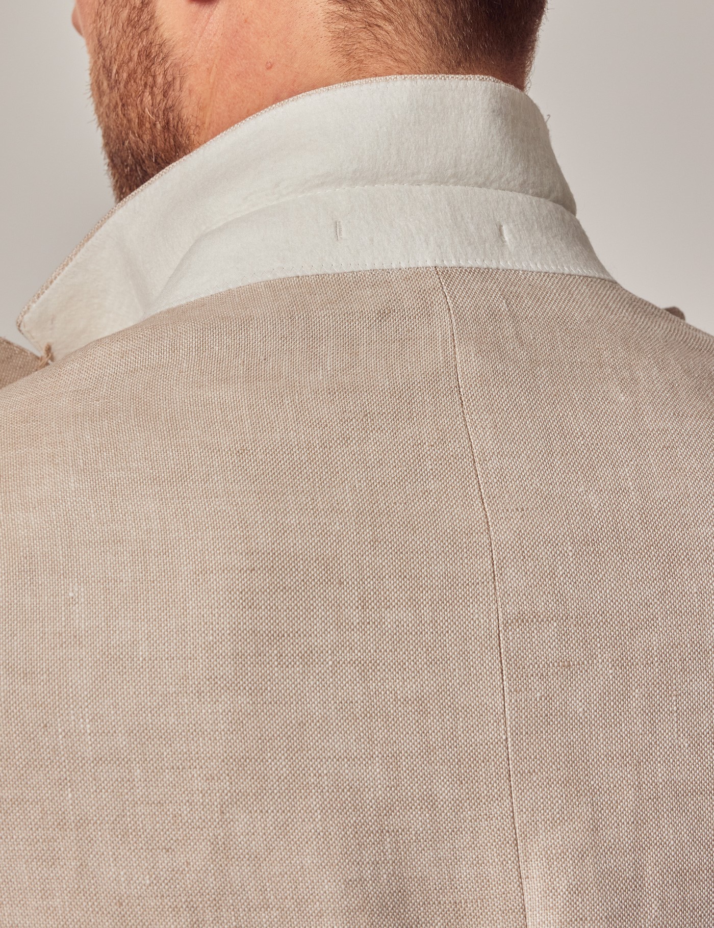 Men's Cream Double Breasted Linen Tailored Suit Jacket