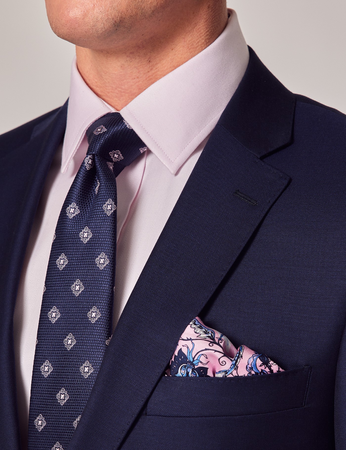 Men's Dark Blue Twill Classic Fit Suit