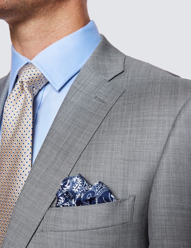 Men's Light Grey Twill Classic Fit Suit - Super 120s Wool | Hawes and ...