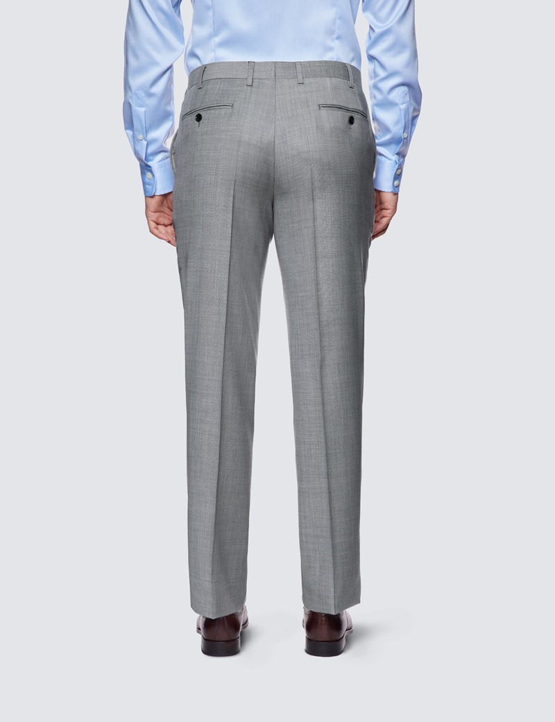 Men's Light Grey Twill Classic Fit Suit - Super 120s Wool | Hawes and ...