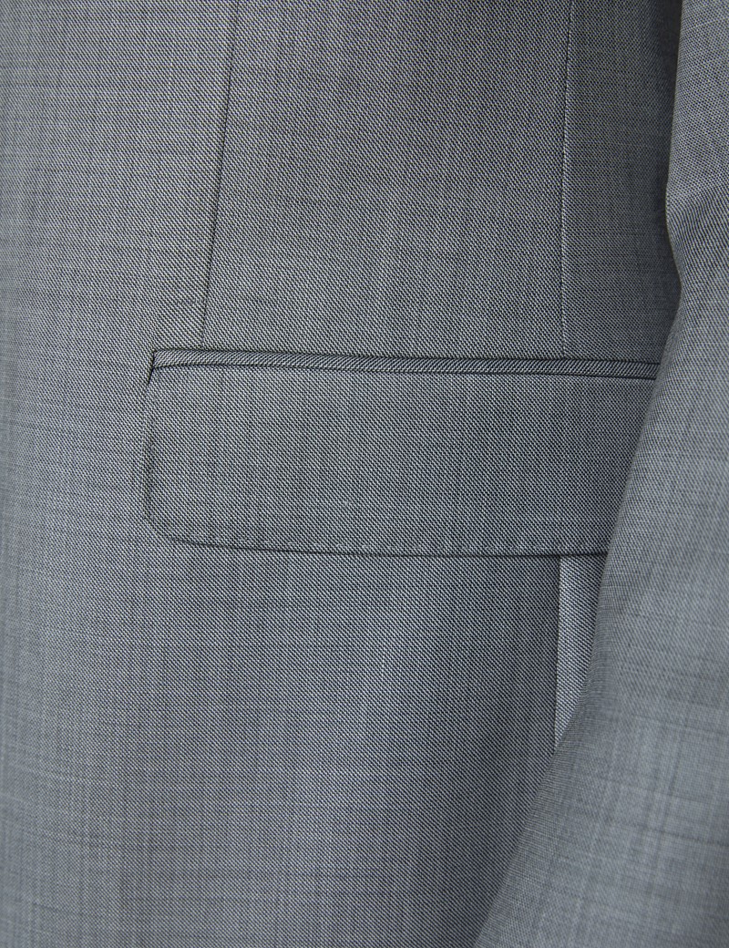 Men's Light Grey Twill Slim Fit Suit - Super 120s Wool | Hawes & Curtis