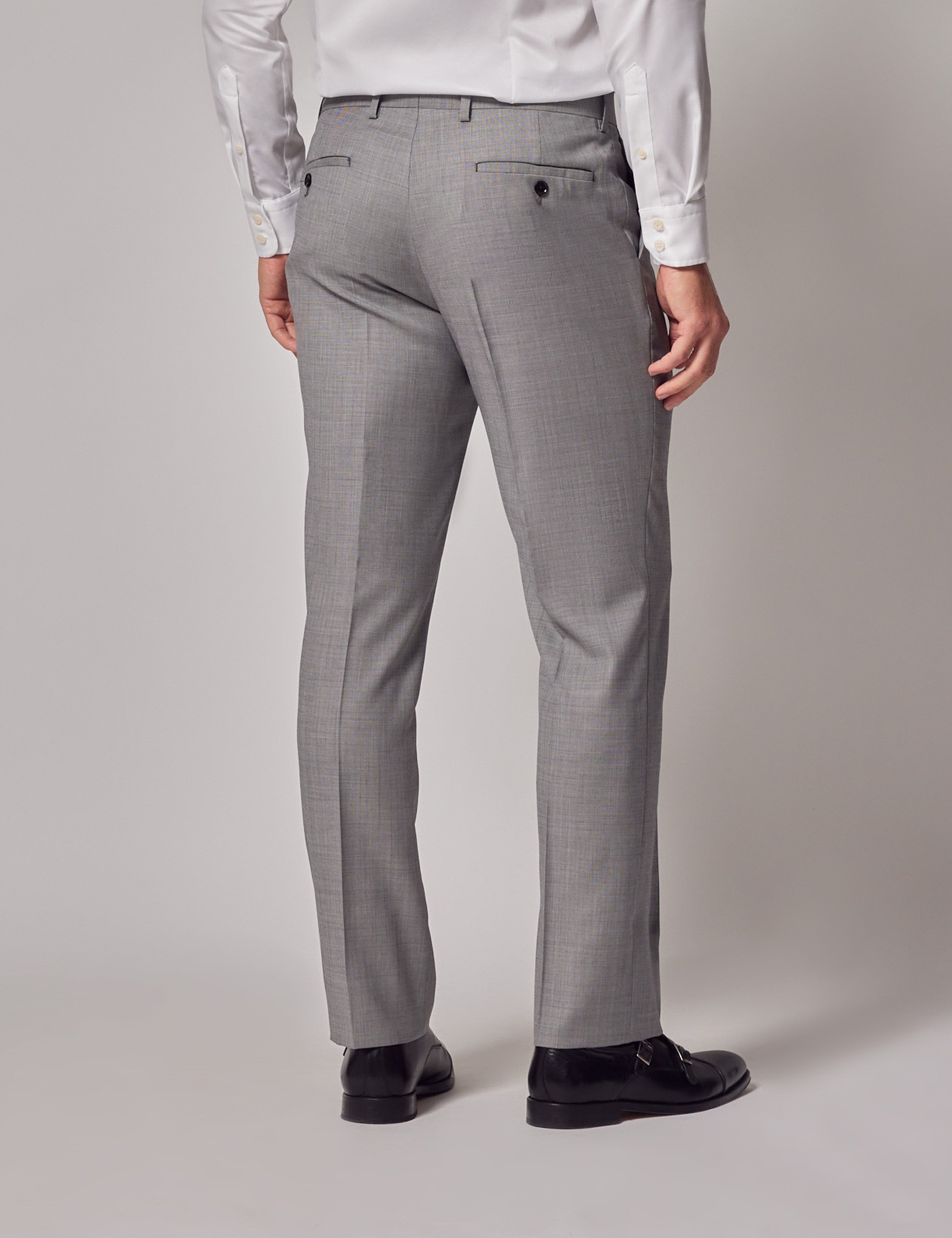 Men's Light Grey Twill Slim Fit Suit - Super 120s Wool | Hawes & Curtis