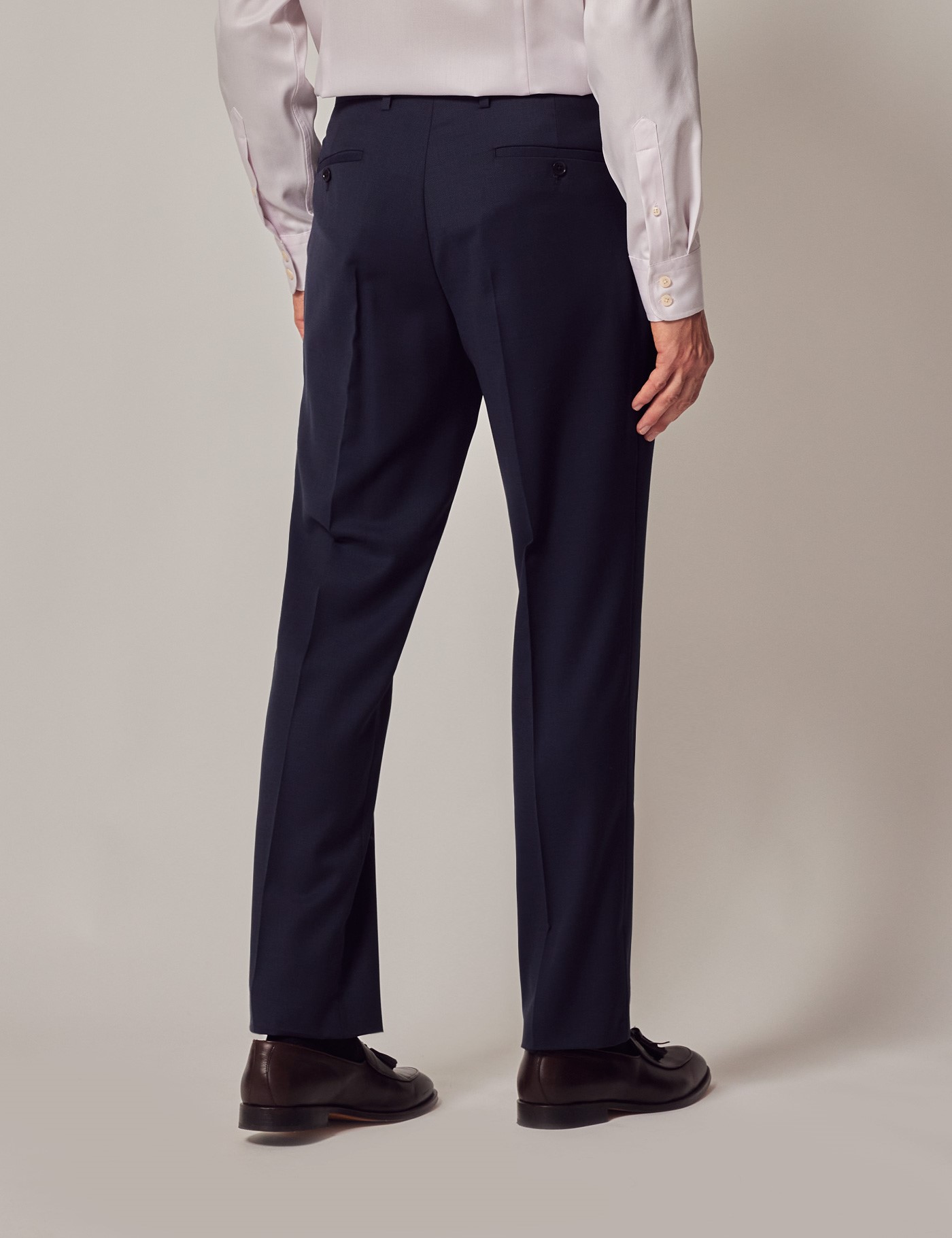 Men’s Navy Hopsack Plain 2 Piece Slim Fit Suit | Hawes & Curtis