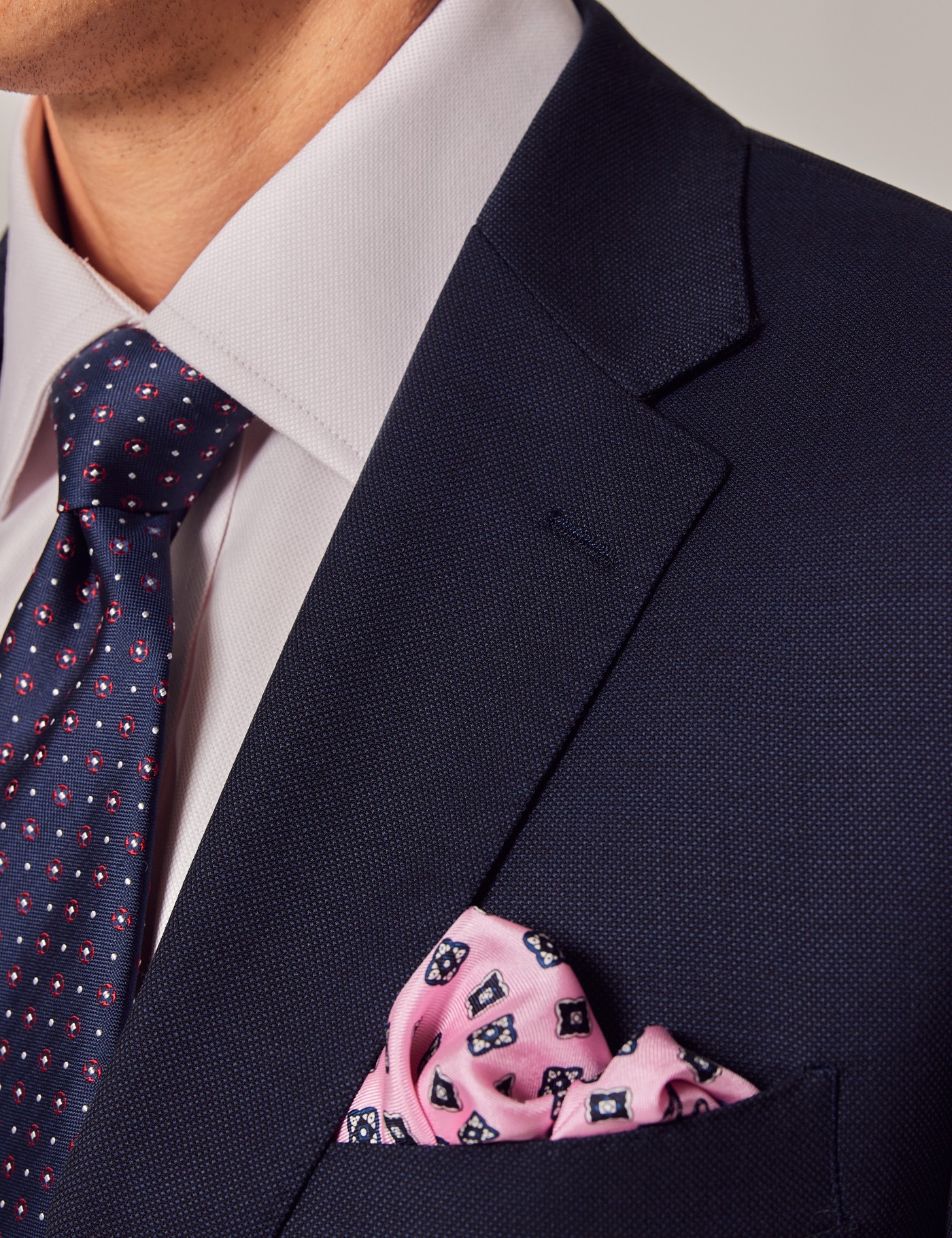 Men’s Navy Hopsack Plain 3 Piece Slim Fit Suit | Hawes & Curtis