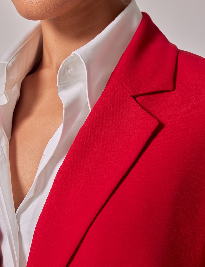 Women's Red Single Breasted Longline Blazer | Hawes & Curtis