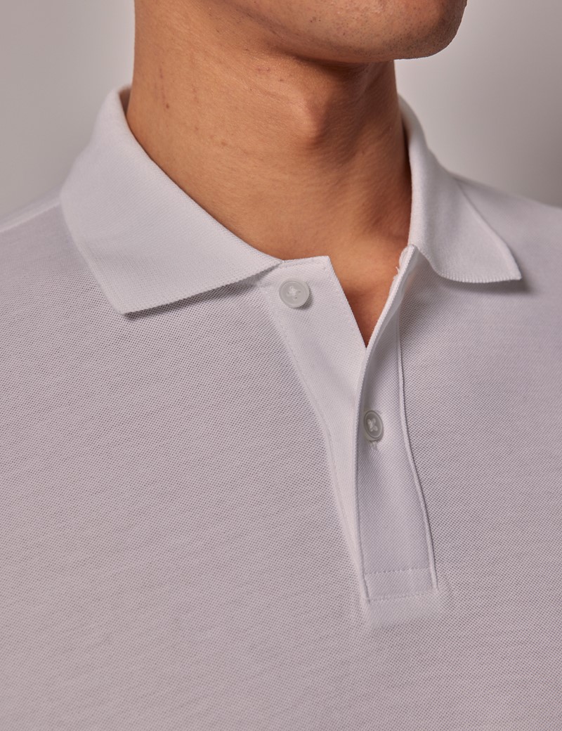 Men's White Mercerised Cotton Polo Shirt - Short Sleeve | Hawes and Curtis