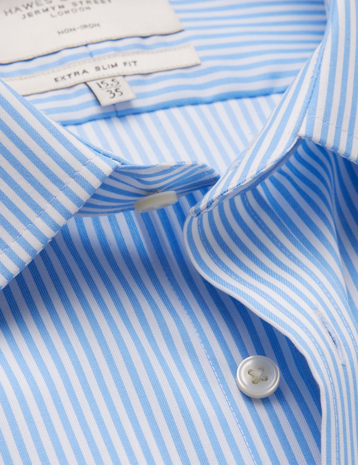Men's Non-Iron Blue & White Bengal Stripe Extra Slim Fit Shirt