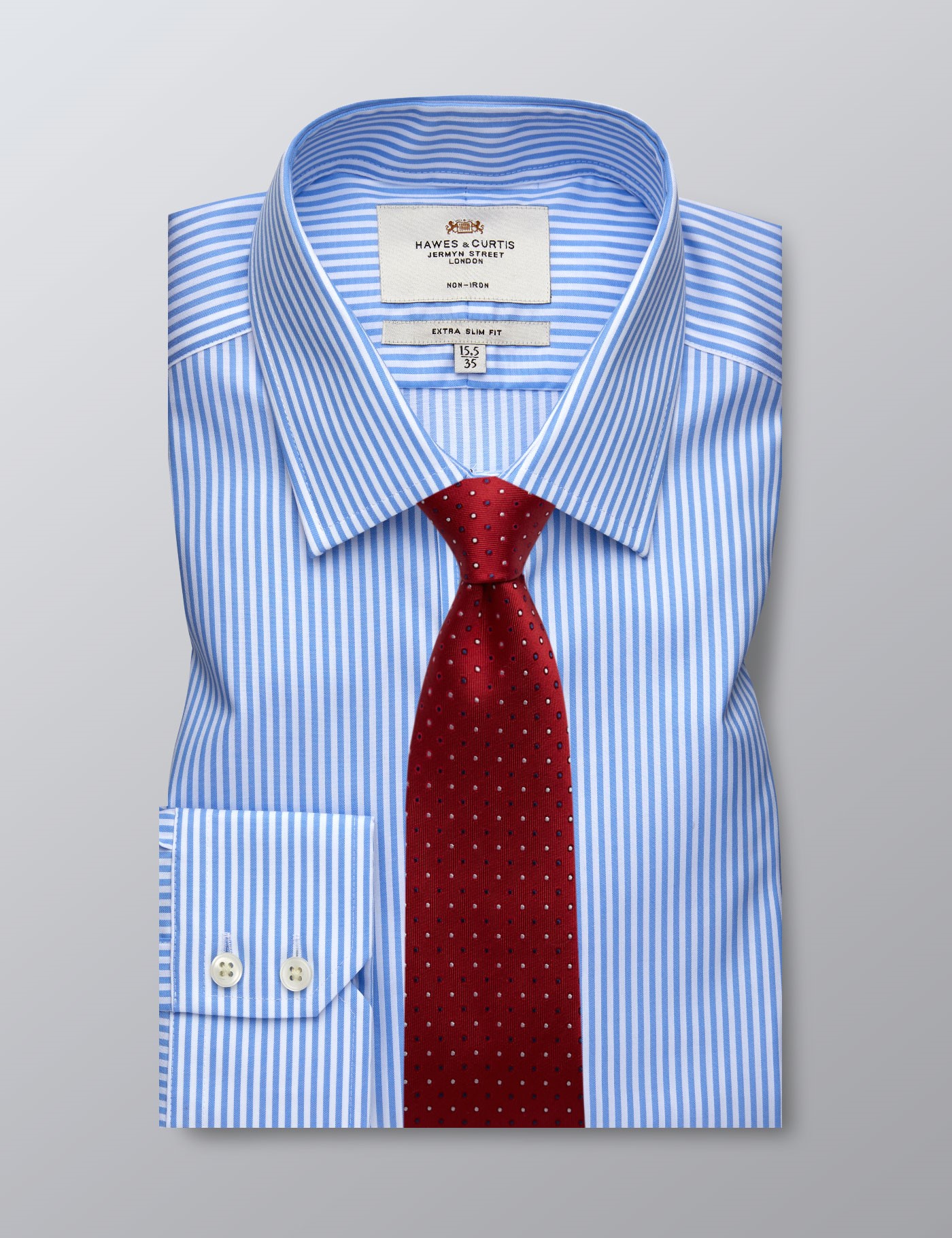 Mens Formal Blue And White Bengal Stripe Extra Slim Fit Shirt Single