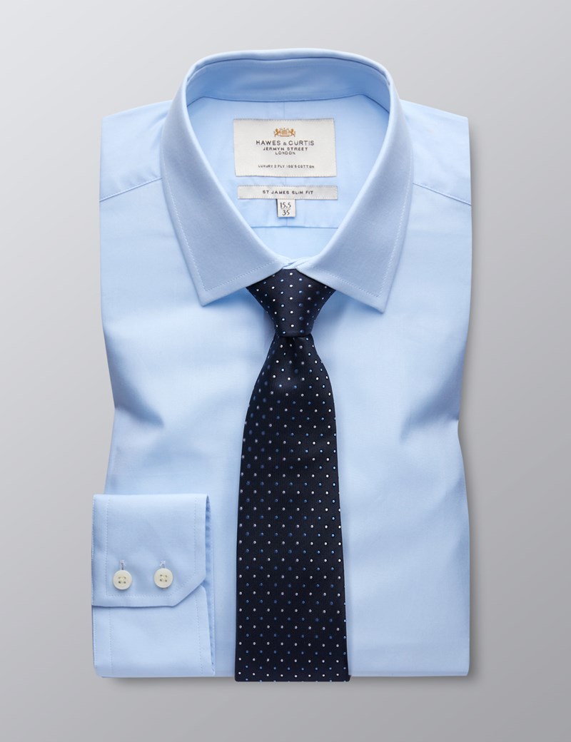 Business Hemd – Slim Fit – Kent Kragen – Popeline blau | Hawes & Curtis