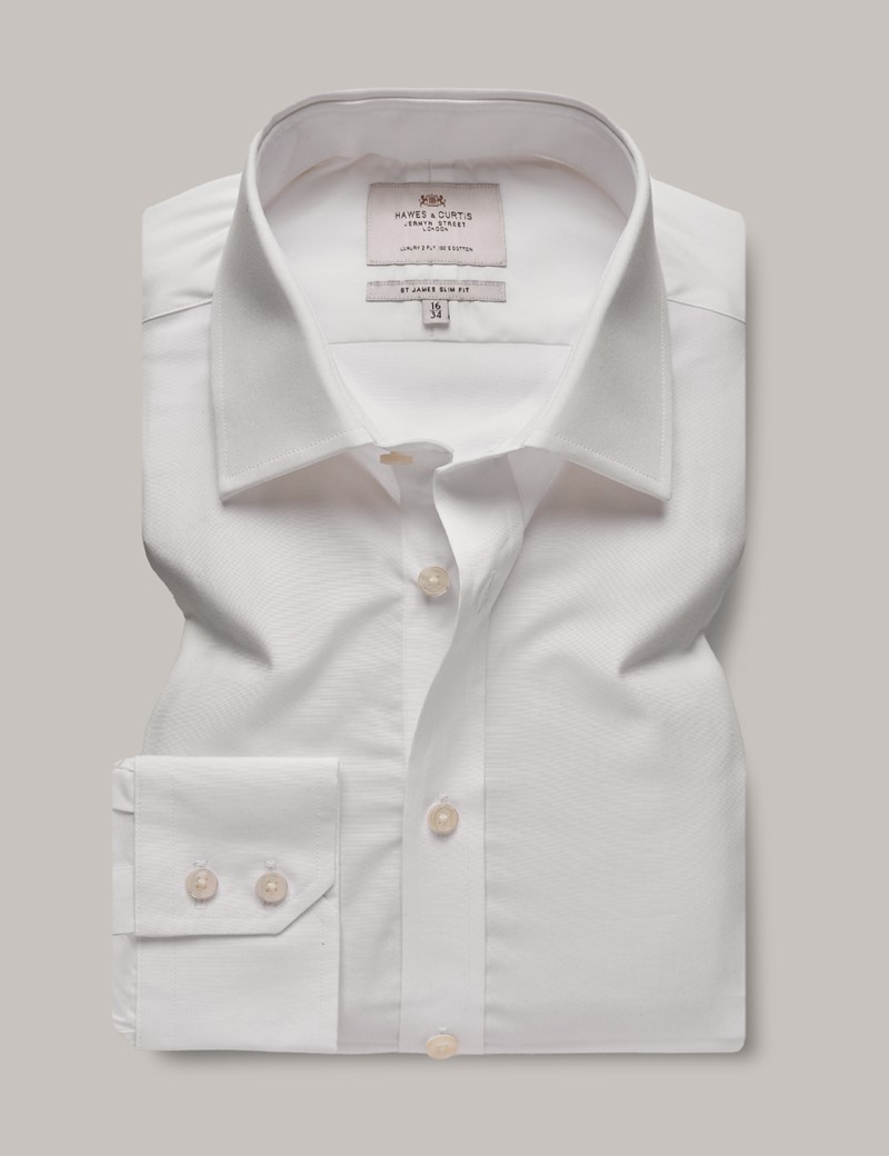 Men's White Poplin Slim Shirt