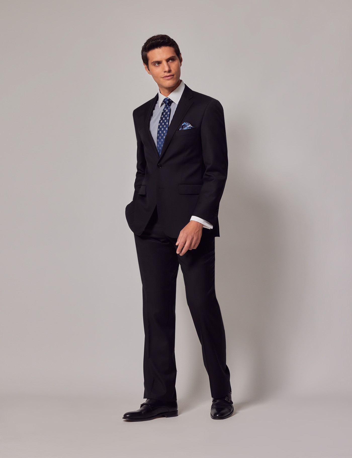 Men’s Black Twill Classic Fit Suit Pants