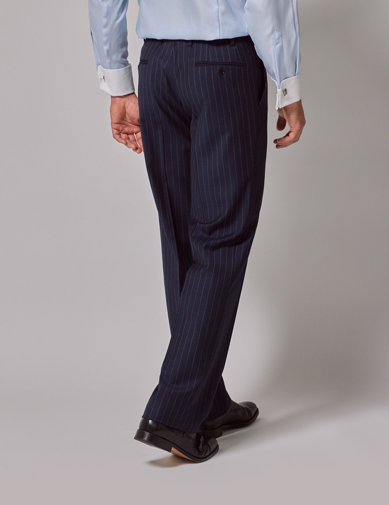 Men's Navy Chalk Stripe Classic Fit Suit Pants