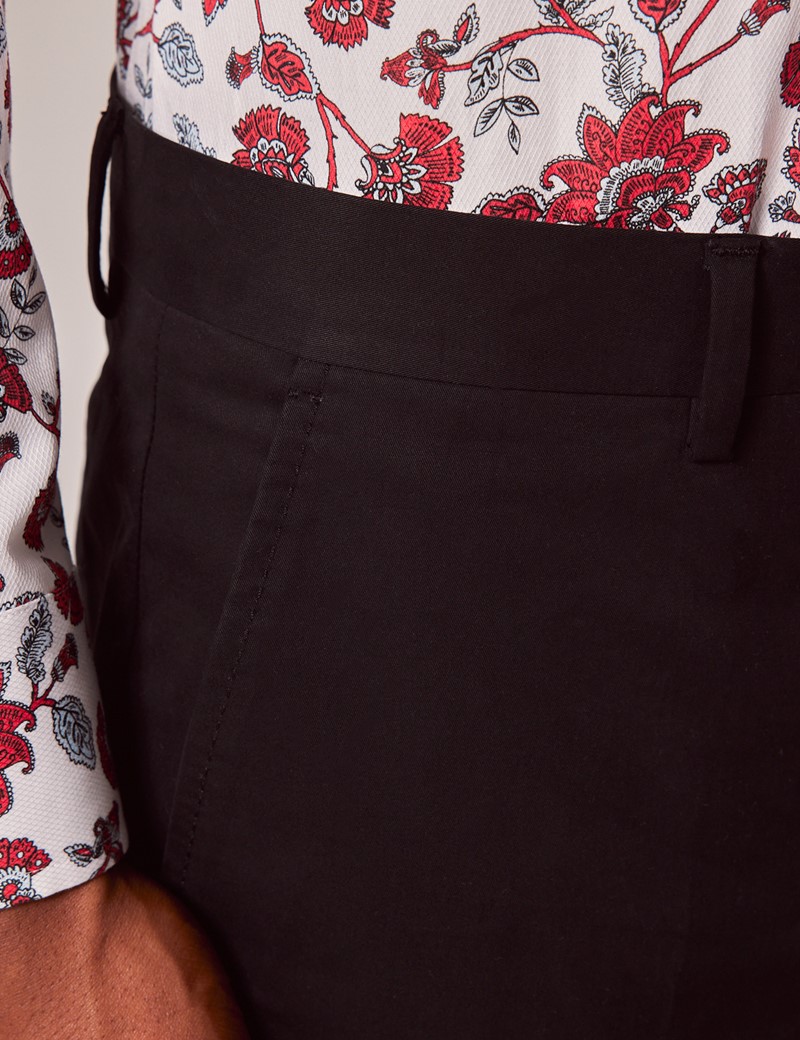 Men's Black Slim Smart Chinos | Hawes and Curtis