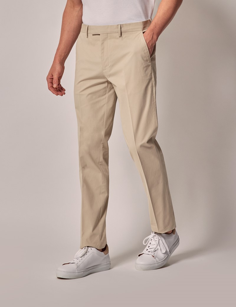 Men's Stone Smart Chinos | Hawes and Curtis