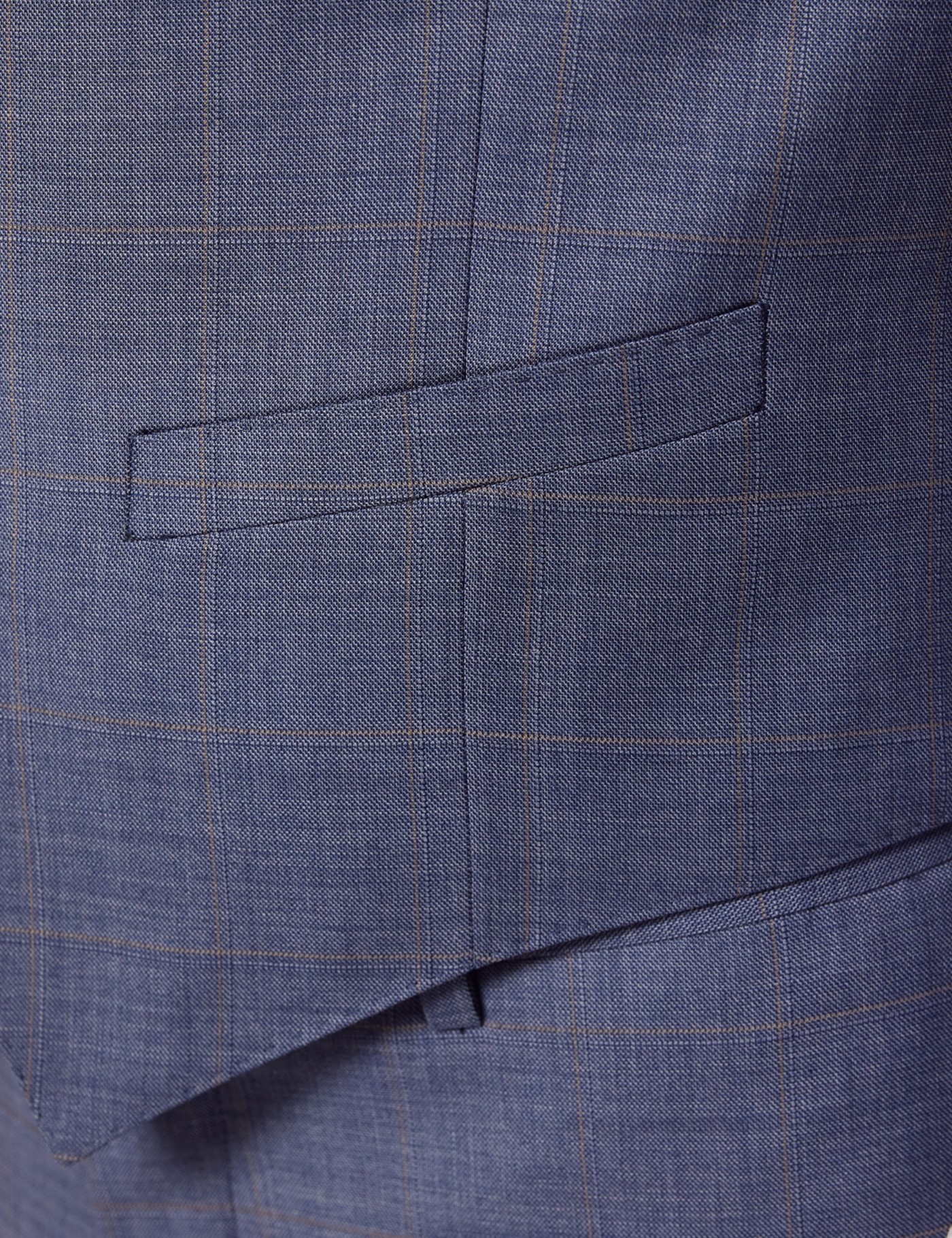 Blue & Brown Windowpane Plaid Slim Vest | Hawes & Curtis