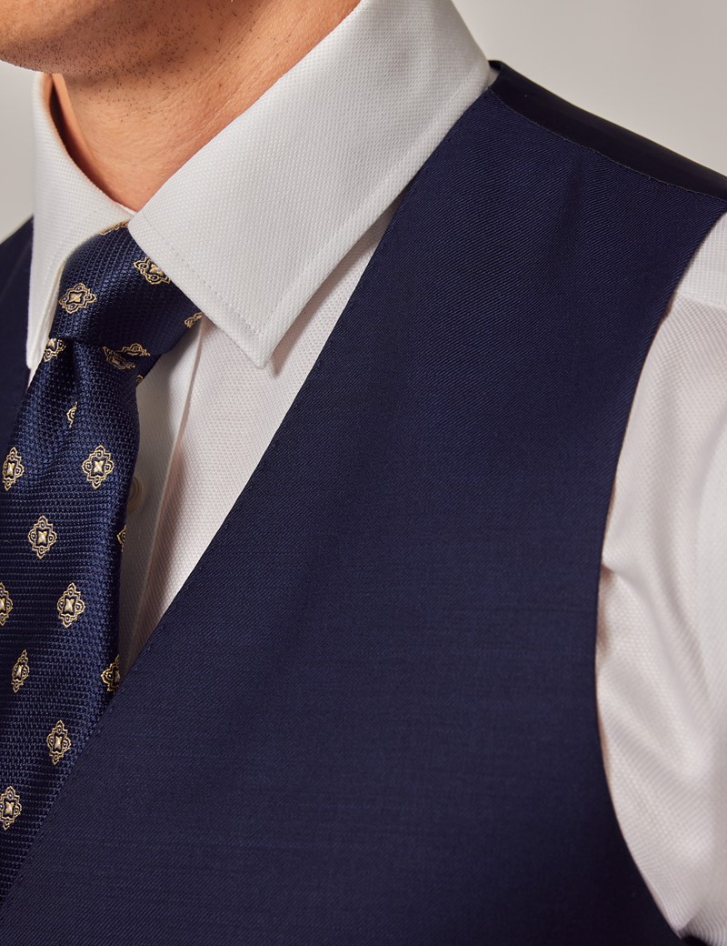 Men's Dark Blue Twill Slim Vest