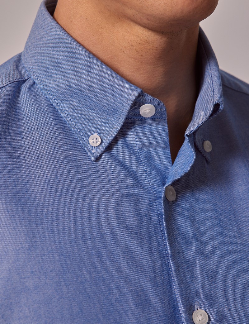 Men's Mid Blue Oxford Shirt - Button Down Collar | Hawes and Curtis