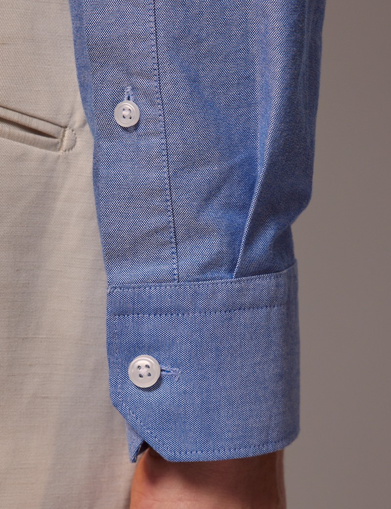 Men's Mid Blue Oxford Shirt - Button Down Collar | Hawes and Curtis