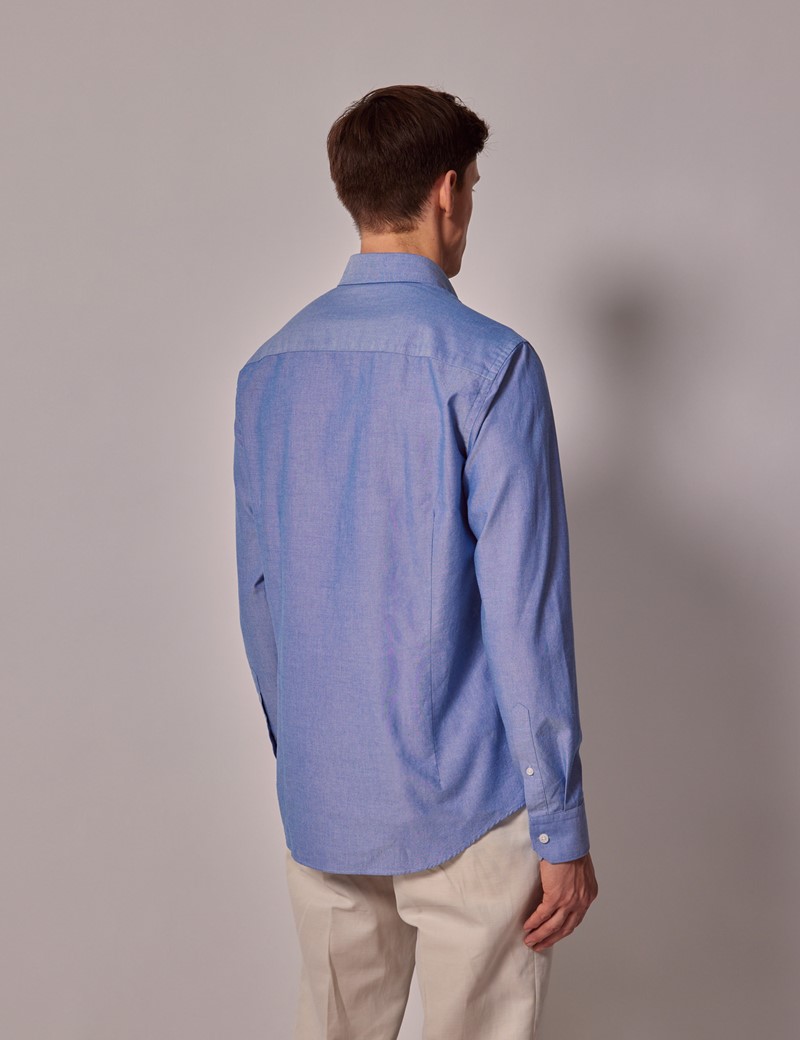 Men's Mid Blue Oxford Shirt - Button Down Collar | Hawes and Curtis