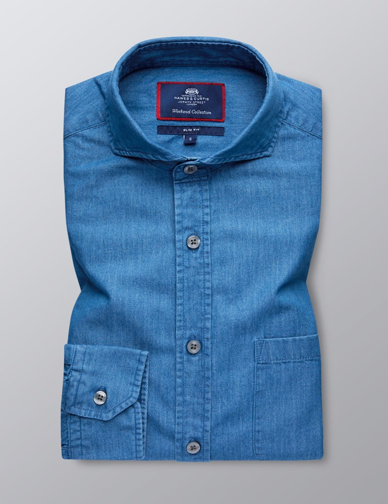 Mens Denim Slim Fit Shirt Hawes And Curtis