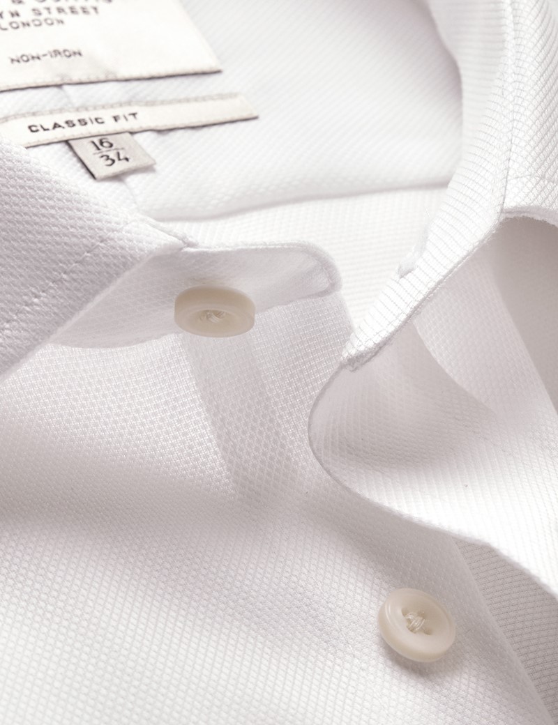 Men's Non-Iron White Pique Classic Shirt | Hawes and Curtis