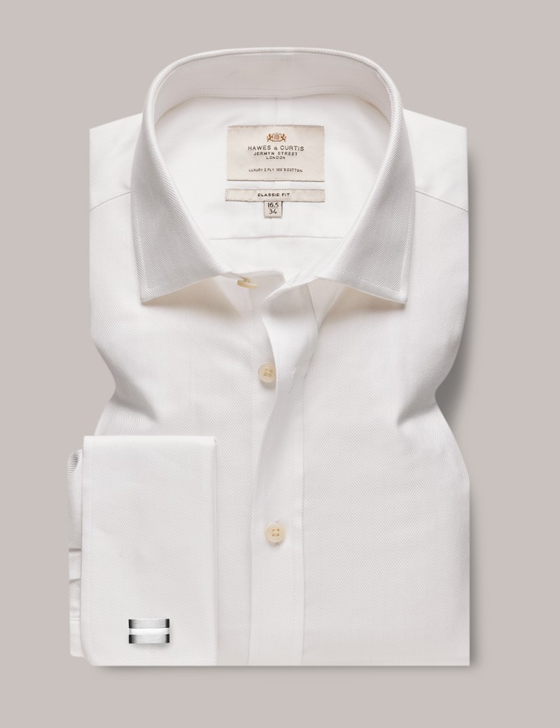 White Classic Shirt - Double Cuffs | Hawes and Curtis